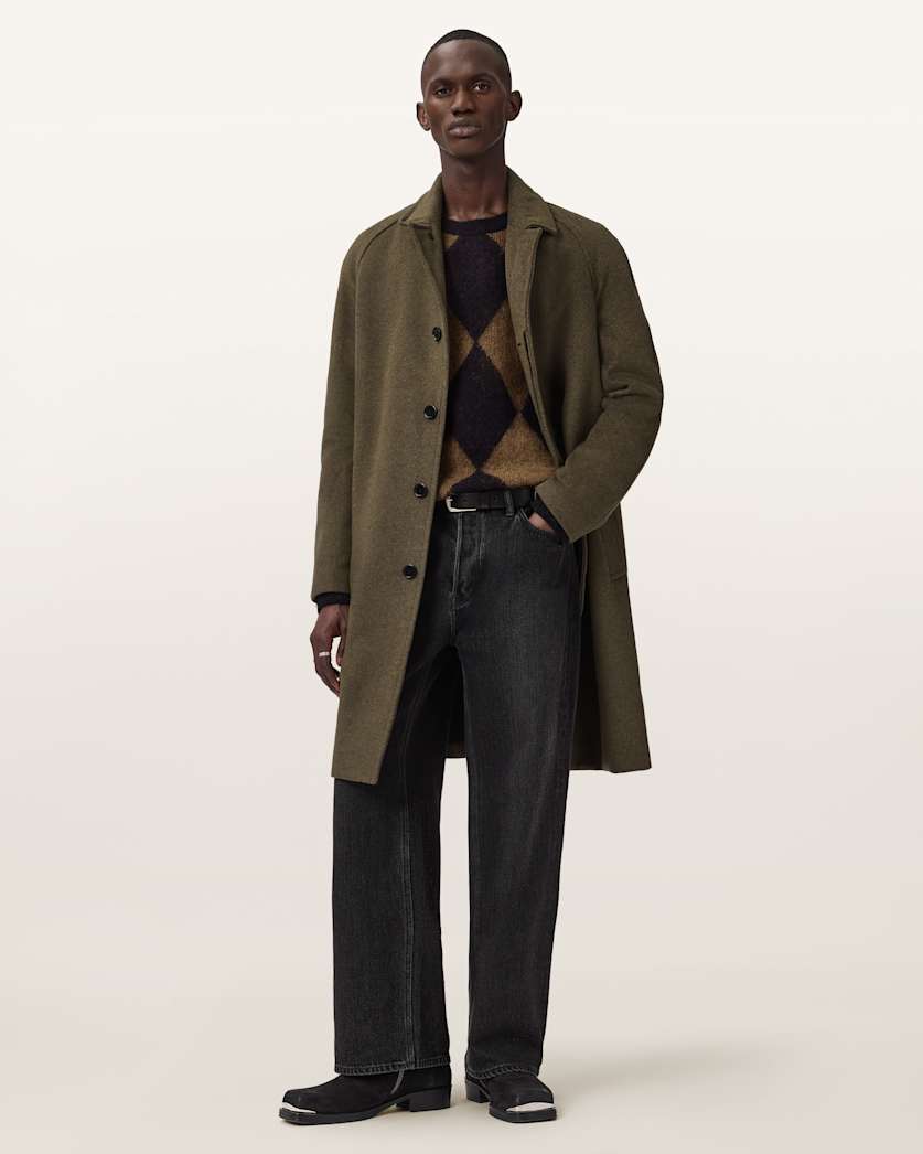 Bower Argyle Pattern Jumper Black/Brown | ALLSAINTS
